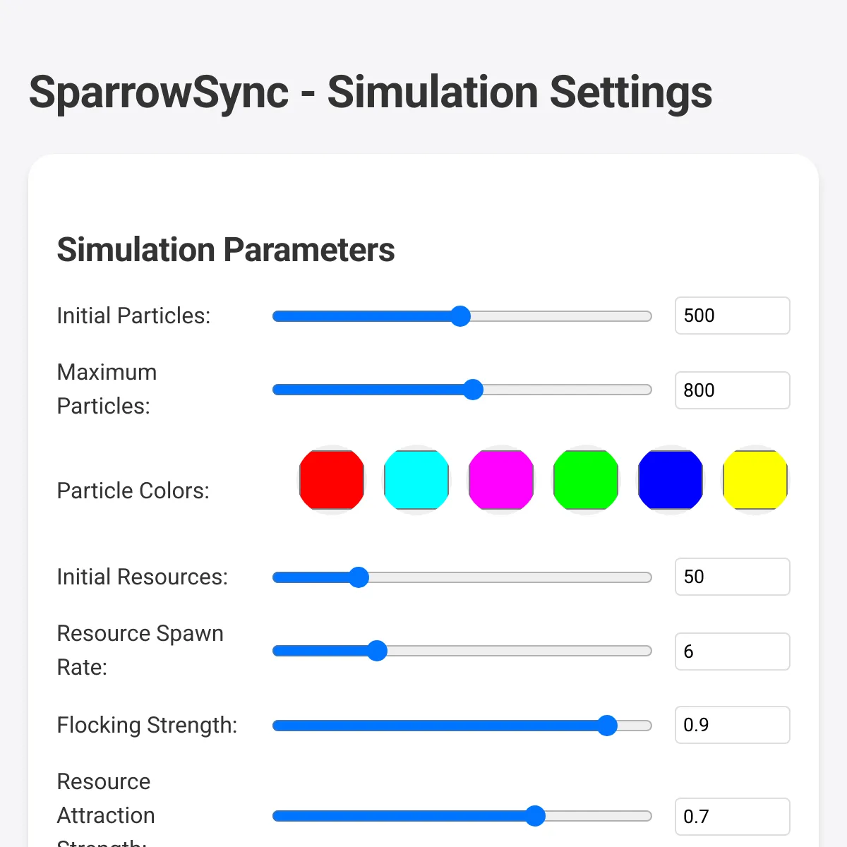 SparrowSync - Particle Swarm Sim