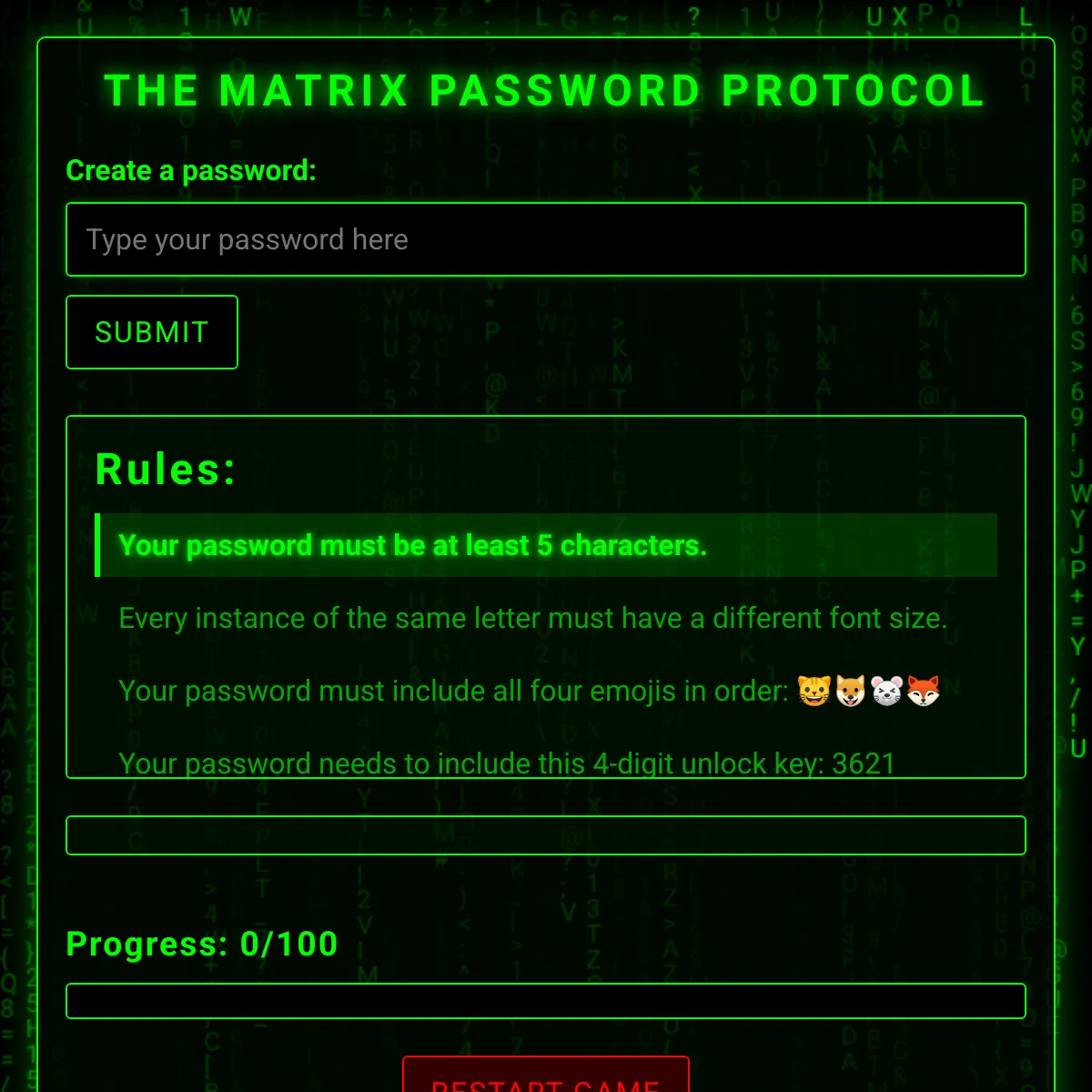The Password Game but in websim