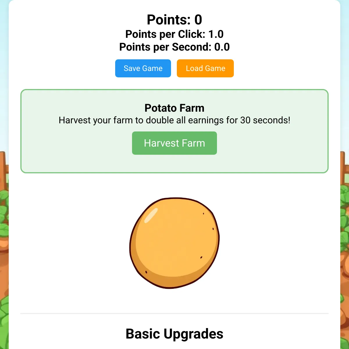 Potato Clicker Game