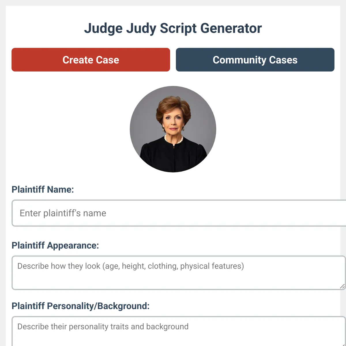 Judge Judy Script Generator