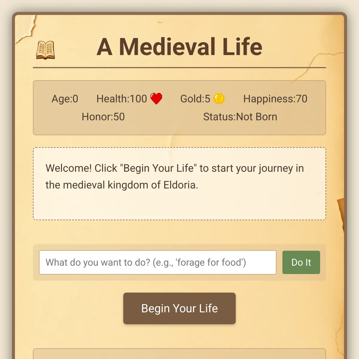 Medieval Life Sim