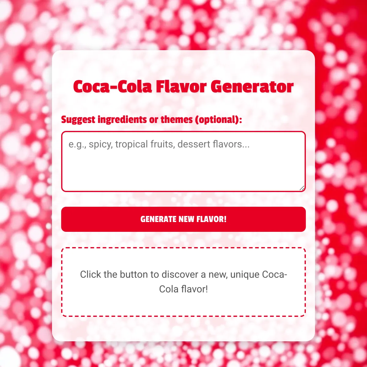 AI Coca-Cola Flavor Generator