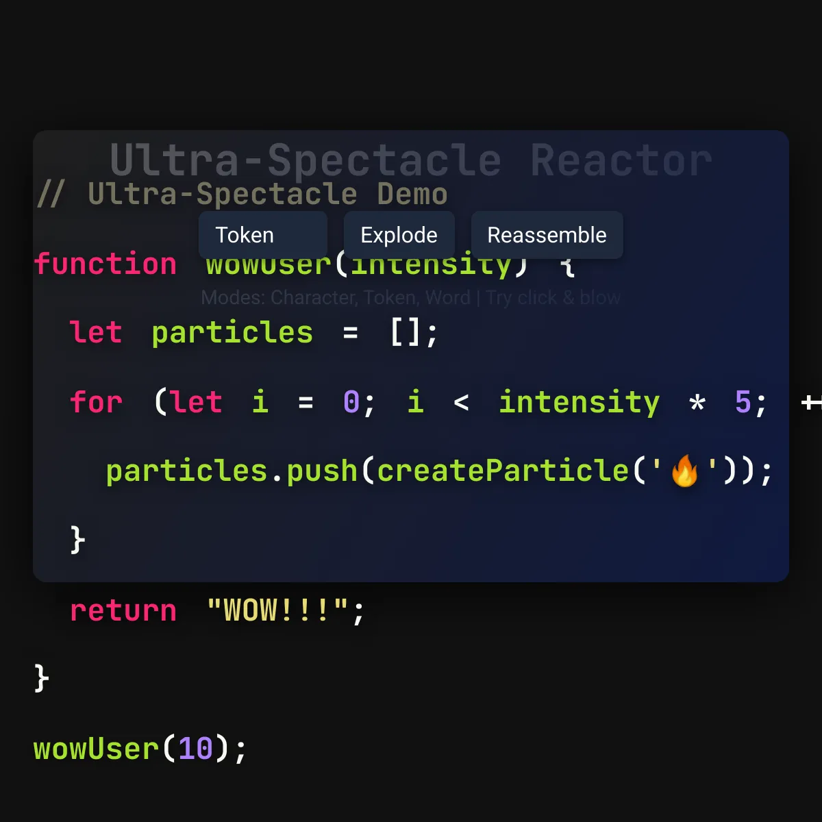 Ultra-Spectacle Code Particle Reactor with Modes