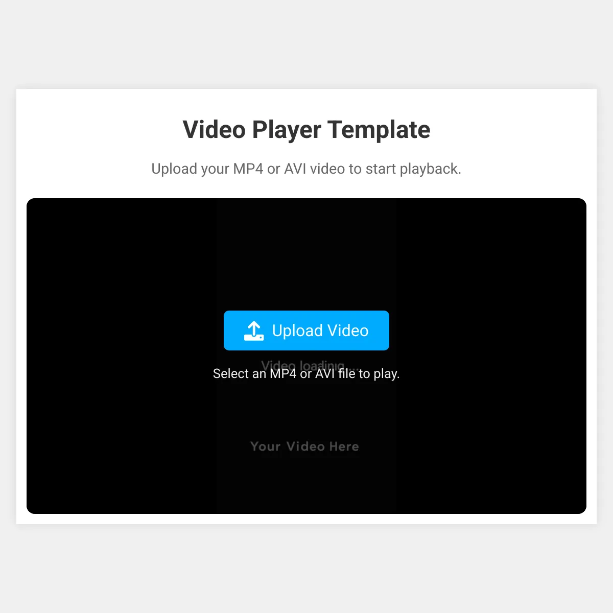 Video player template
