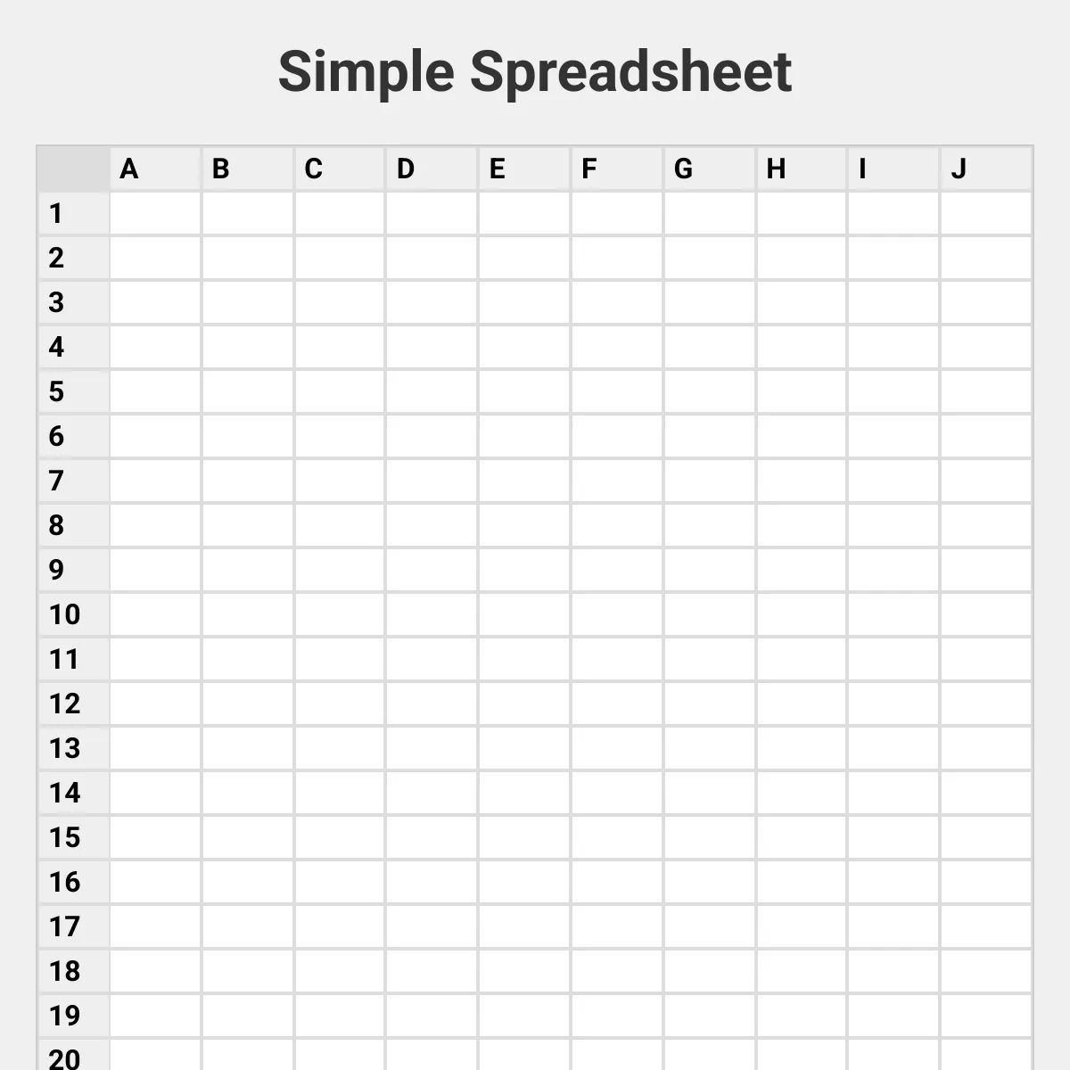 Simple Spreadsheet
