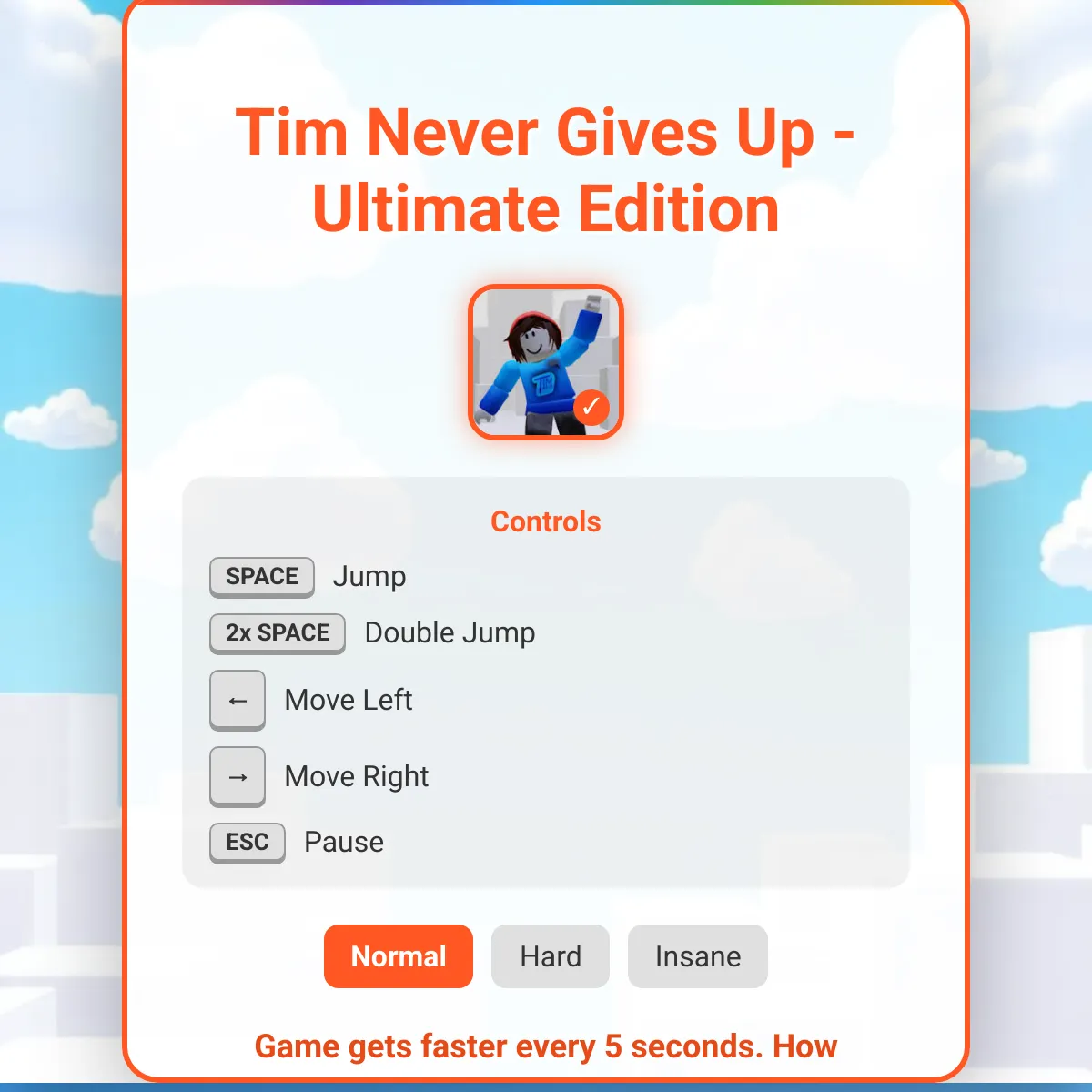 Tim Never Gives Up The Game