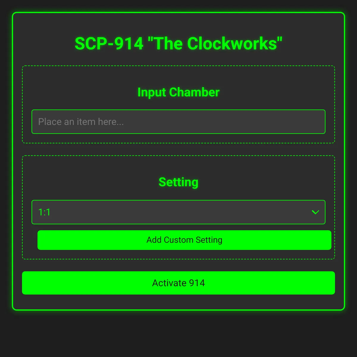 SCP-914 Remake (AI Powered)