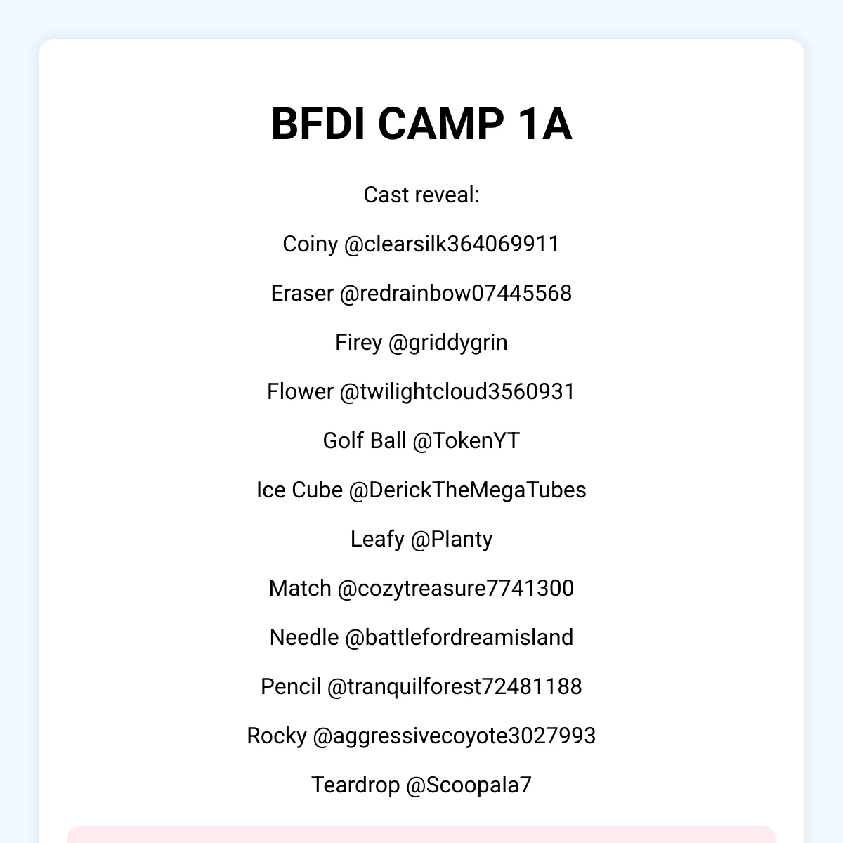 BFDI CAMP 1A