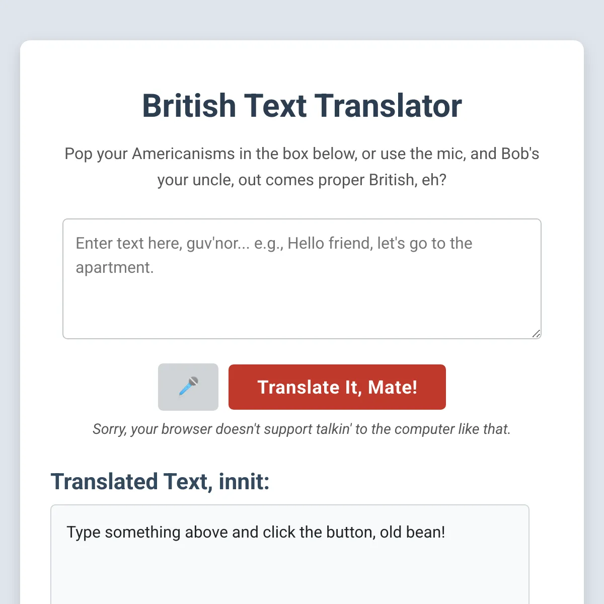 British Text Translator