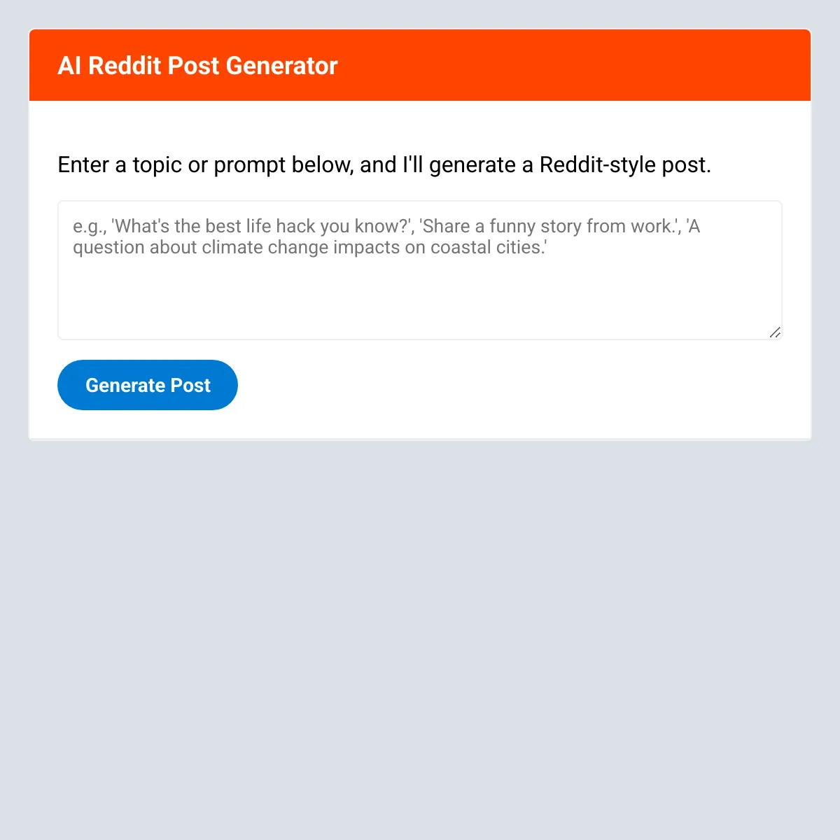AI Reddit Post Generator