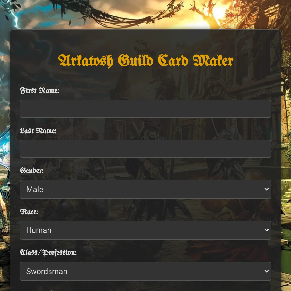 Arkatosh Guild Card Maker