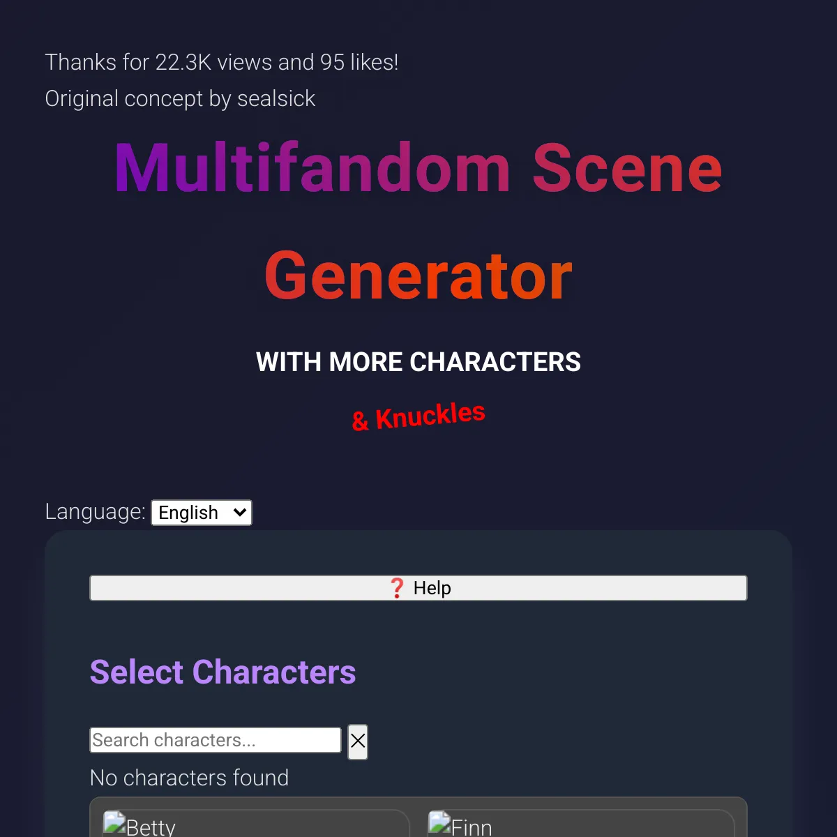Multifandom Scene Generator with more characters