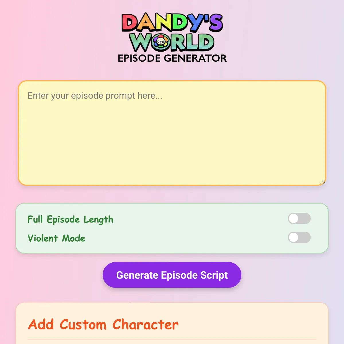 Dandys World Episode Generator