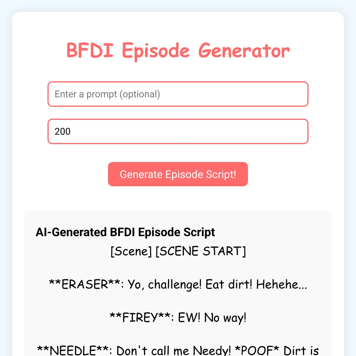 BFDI Episode Generator