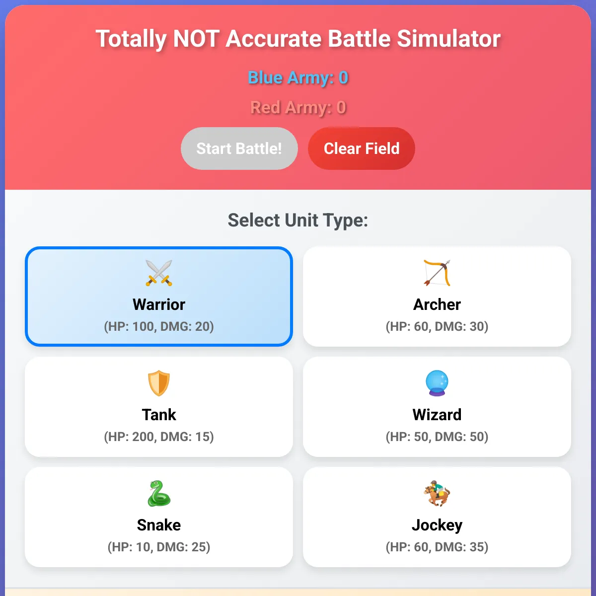 Totally NOT Accurate Battle Simulator