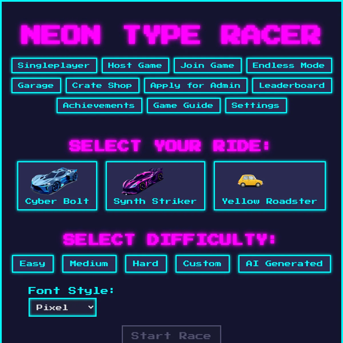 Neon Type Racer