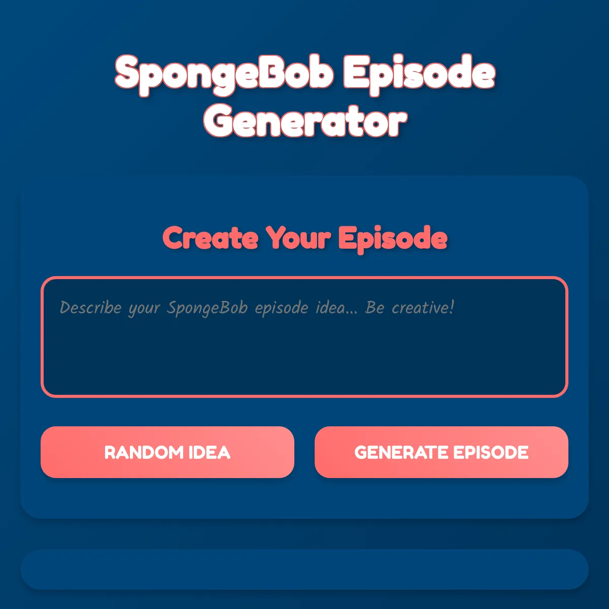 SpongeBob Episode Generator ( Recovered)