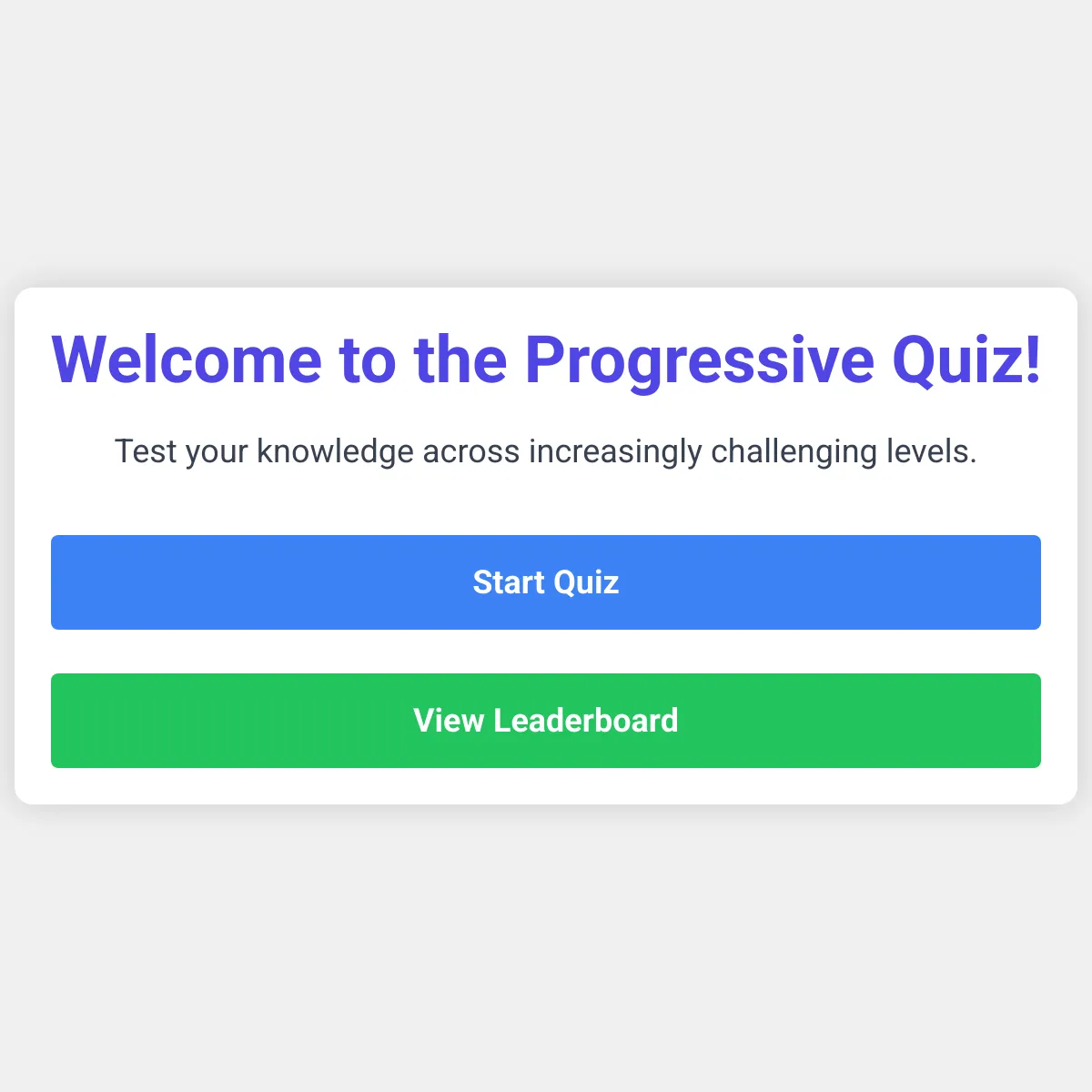 Progressive Difficulty Quiz