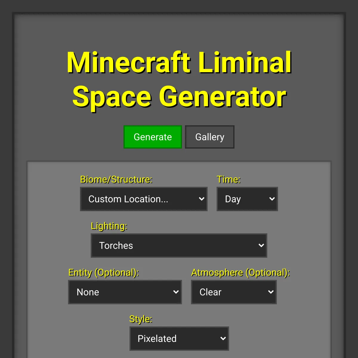 Minecraft Liminal Space Generator