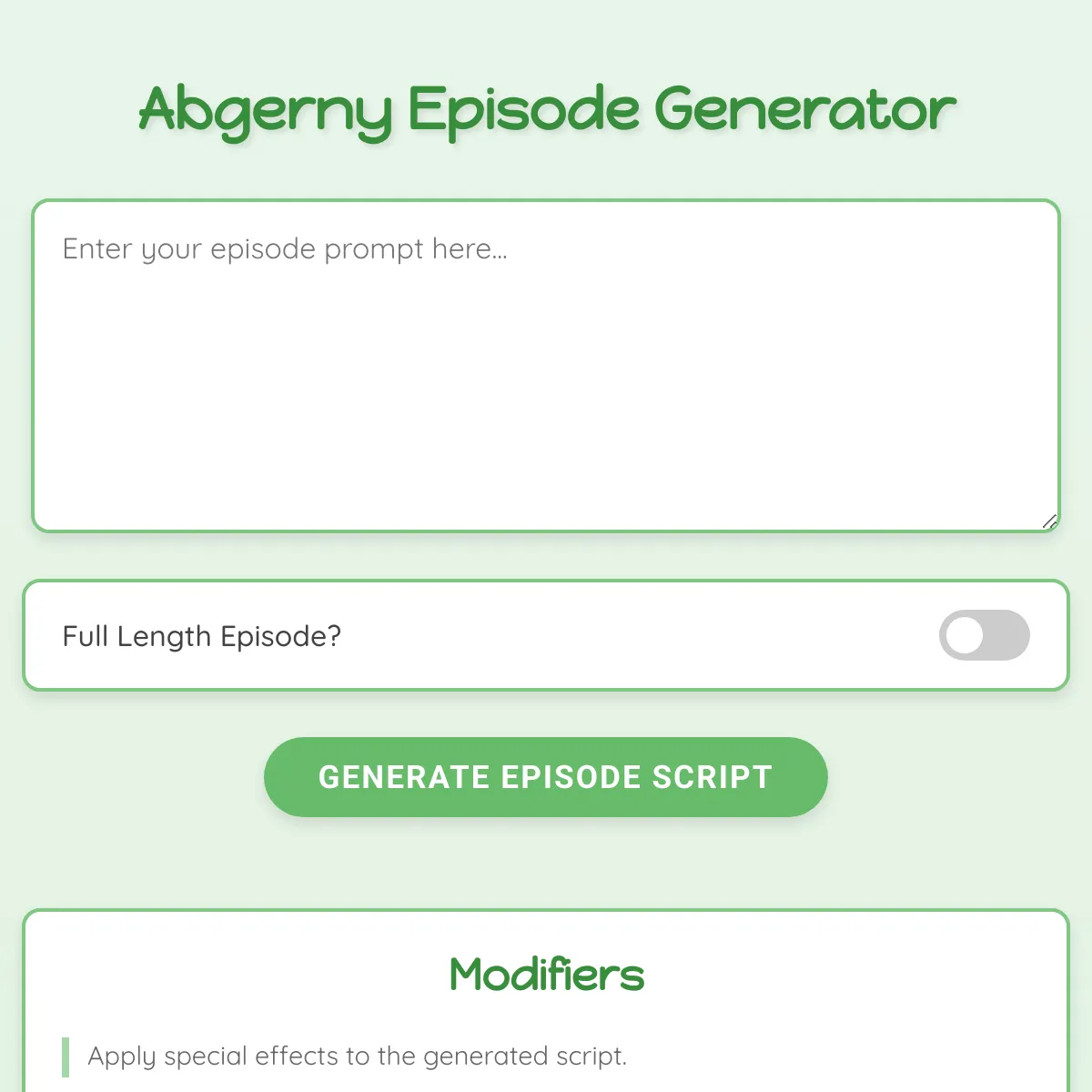 Abgerny Episode Generator