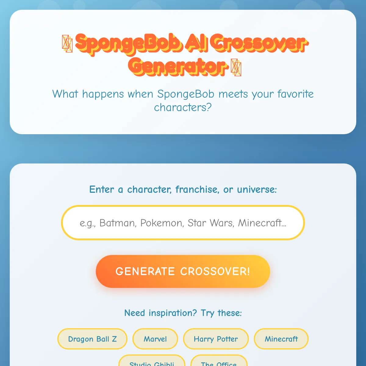 SpongeBob AI Crossover Generator