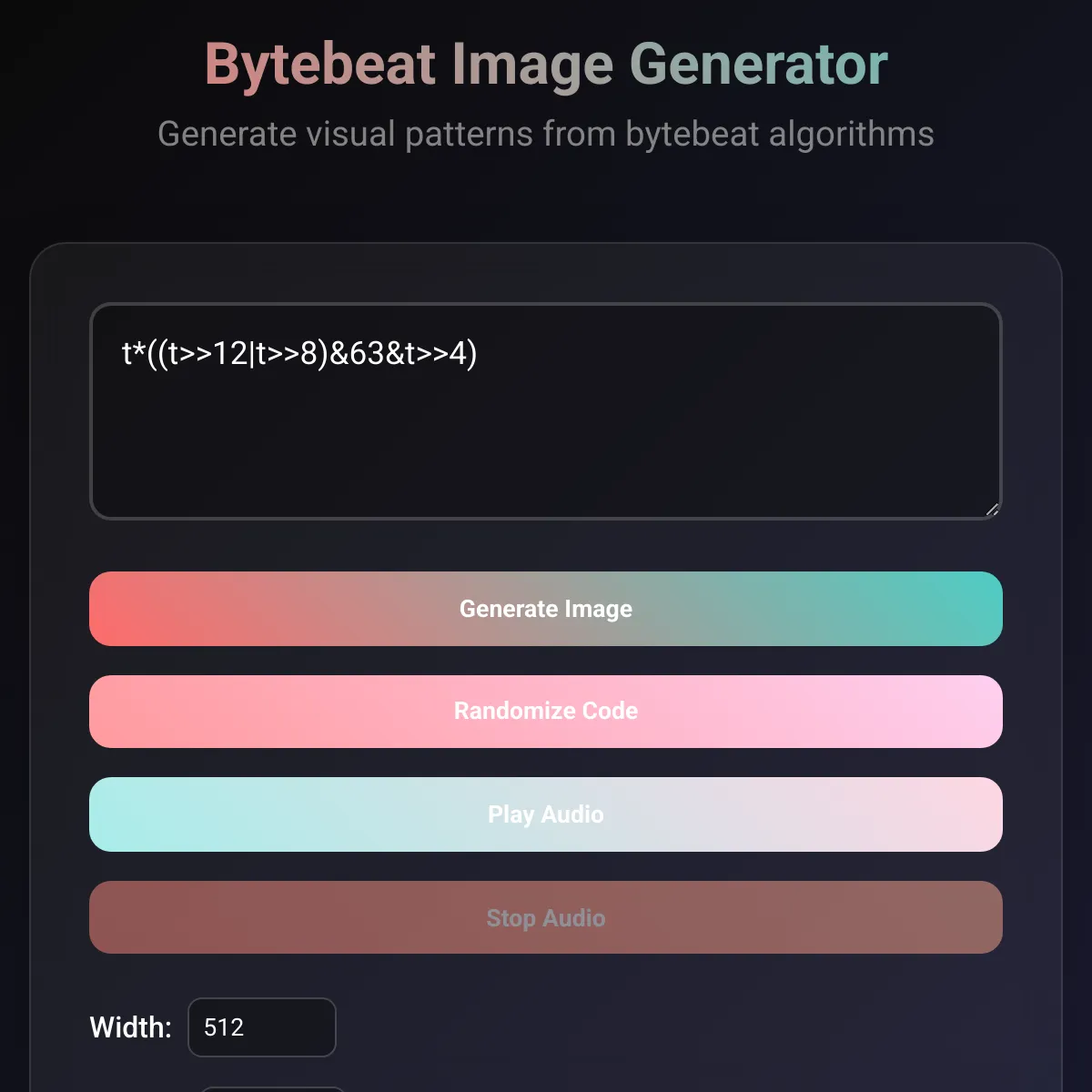 Bytebeat Image Generator