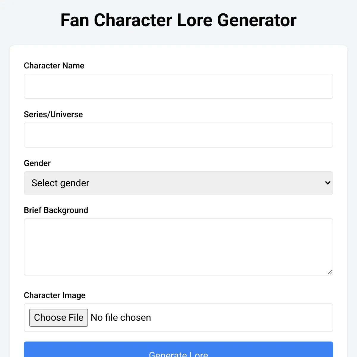 Fan Character Lore Generator