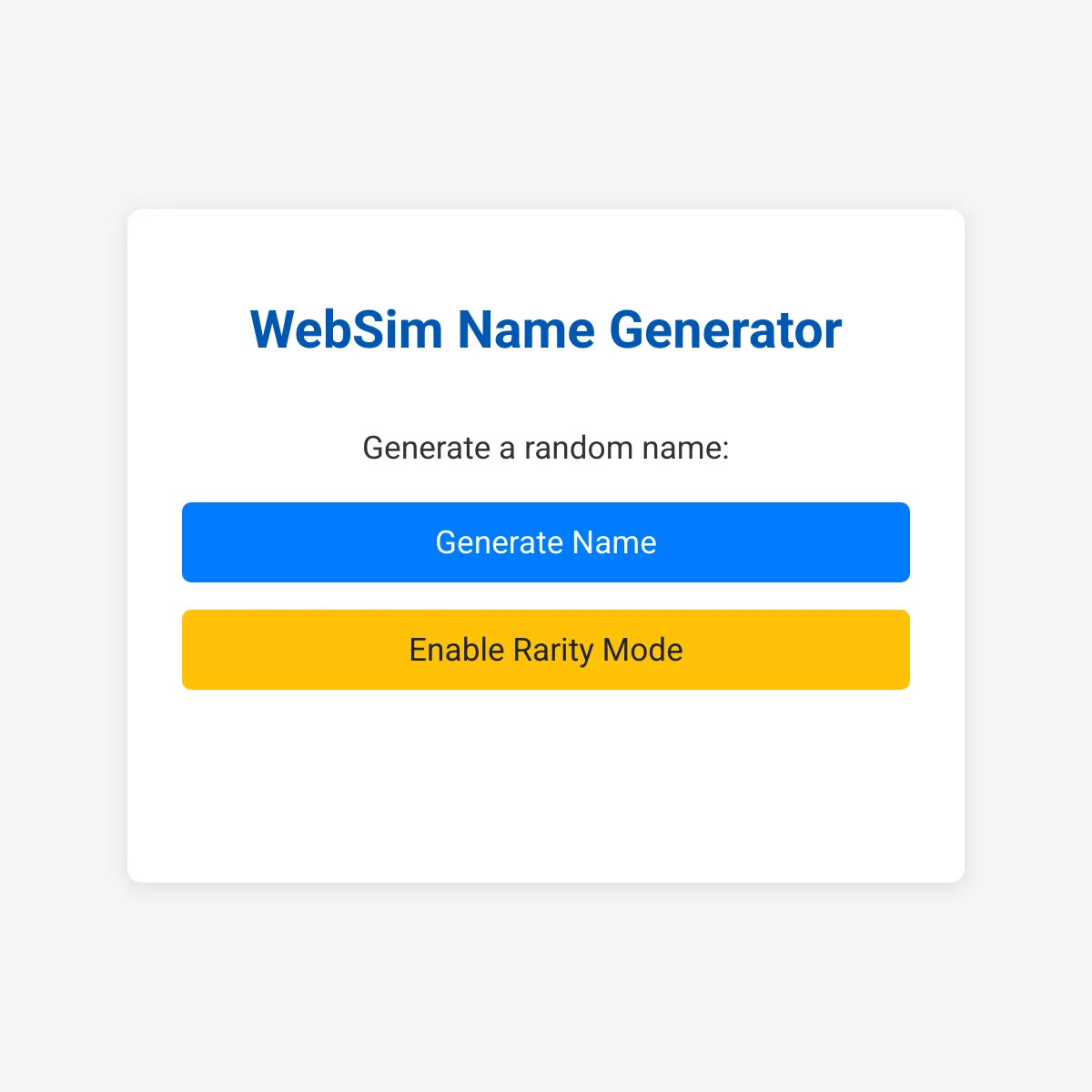 WebSim Name Generator