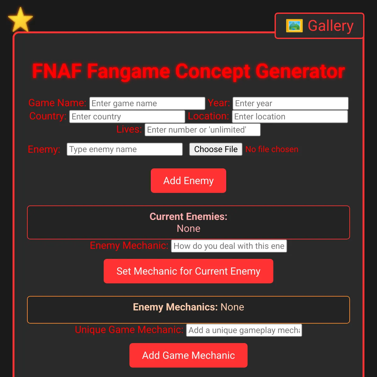 FNAF Fangame Concept Generator V4.1