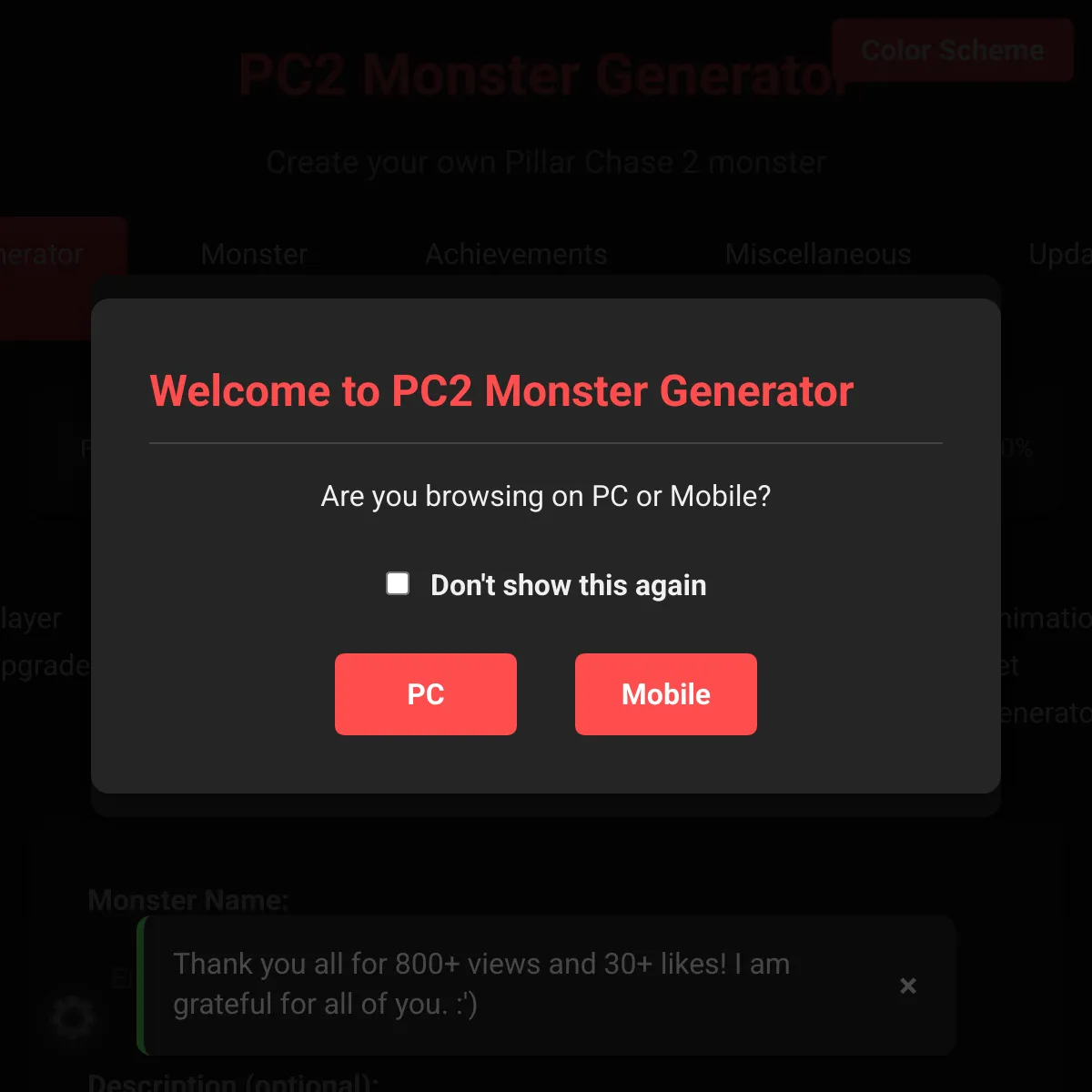 PC2 Monster Generator