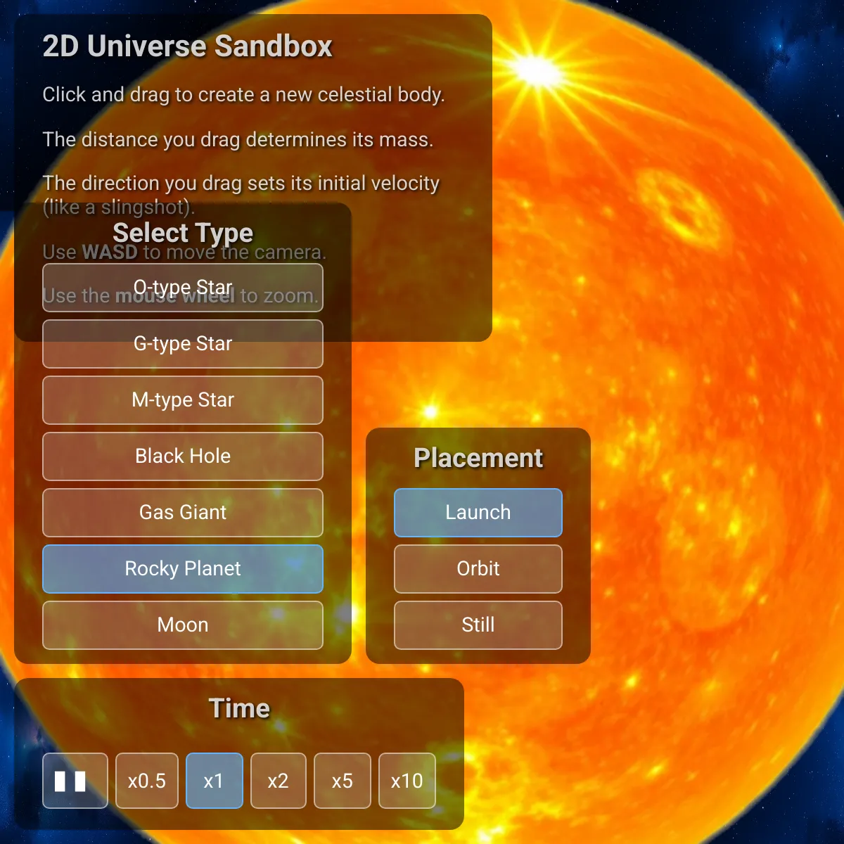 2D Universe Sandbox