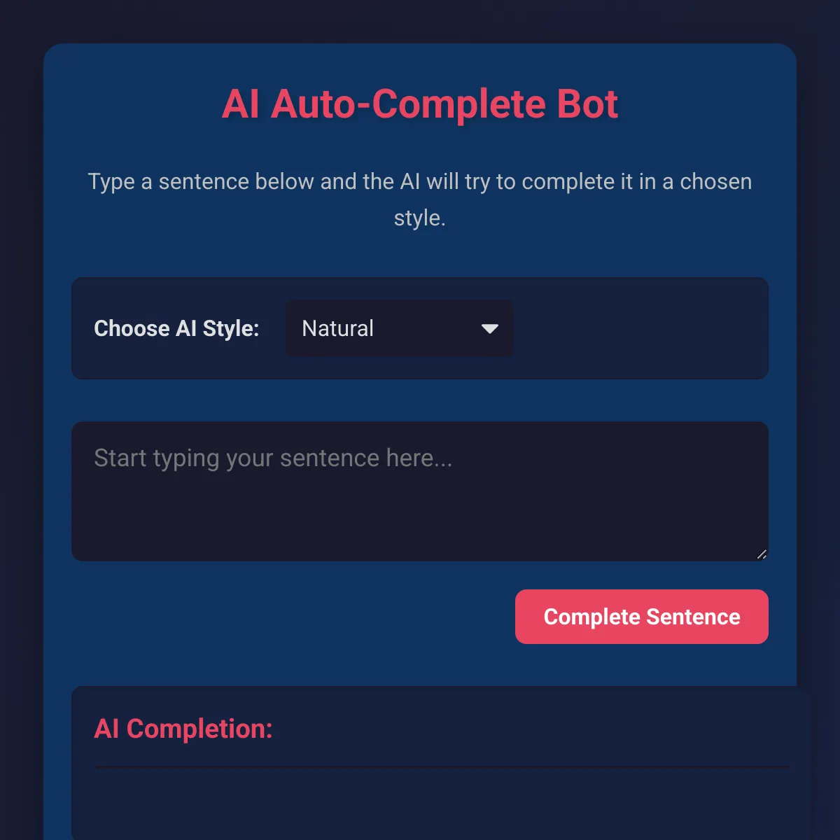 SLOP PROJECT AUTO COMPLETE BOT LMAO