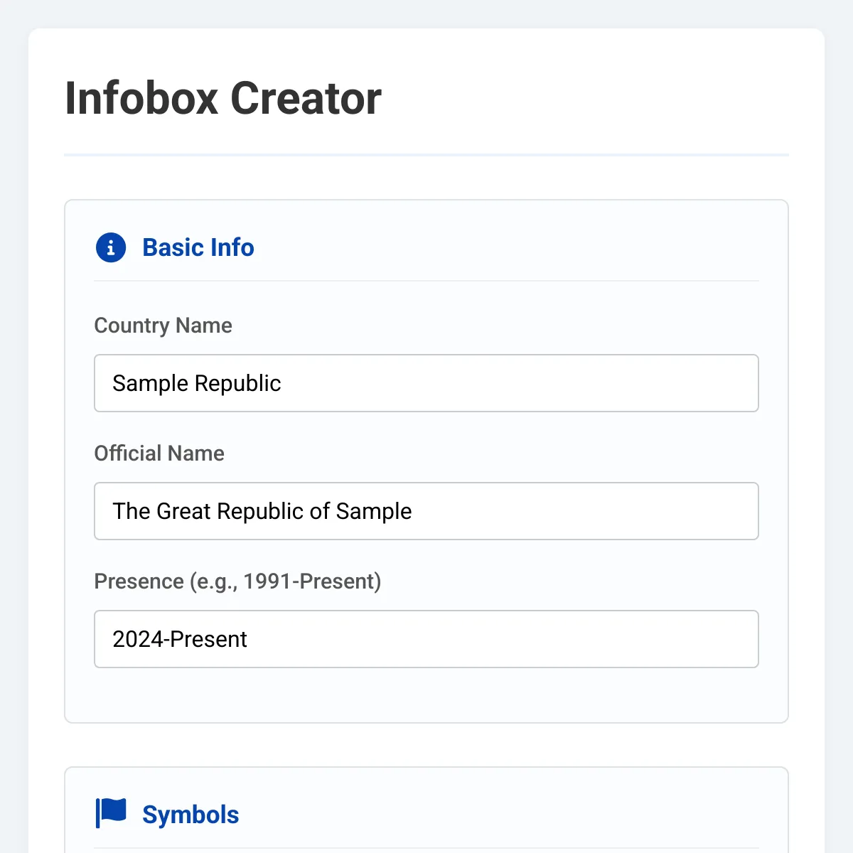 Infobox Country Creator