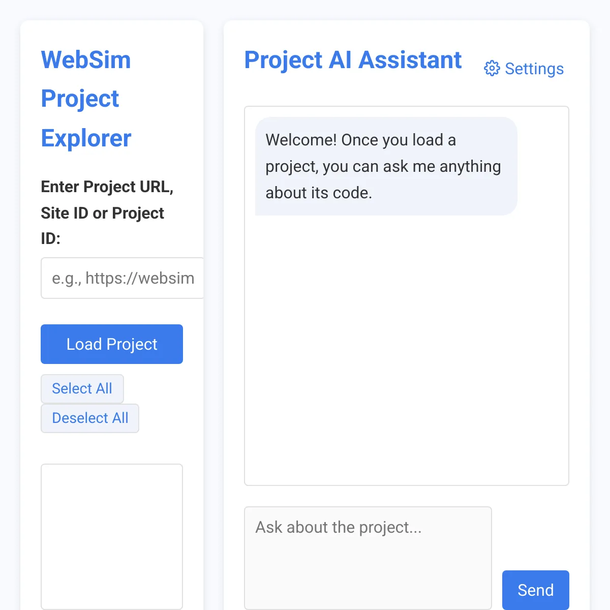 WebSim Project AI Assistant
