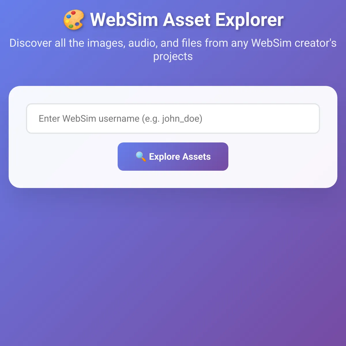 Websim Asset Explorer