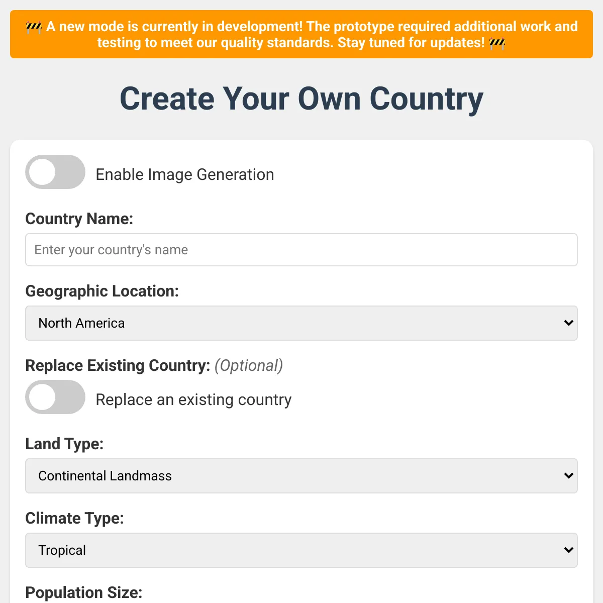 Create Your Country beta edition
