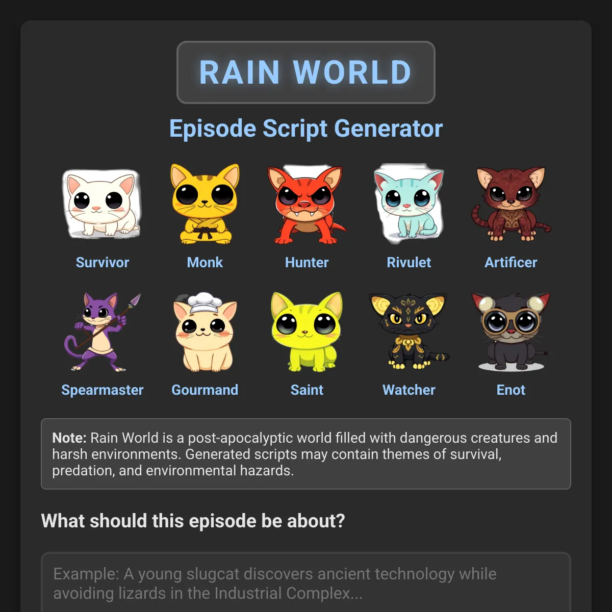 Rain World Episode Generator