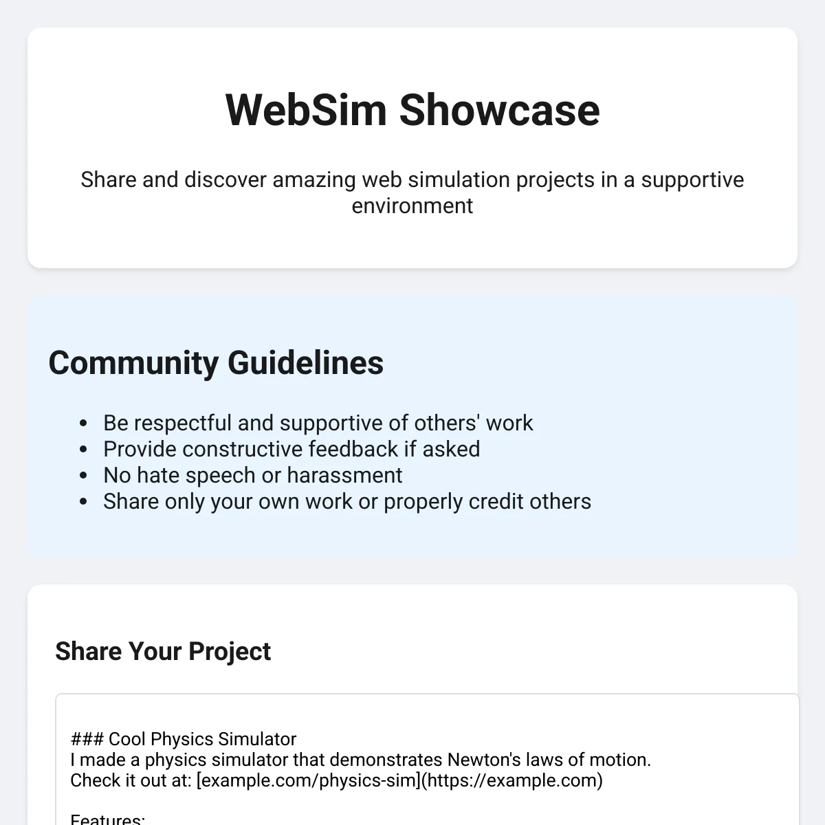 WebSim Showcase