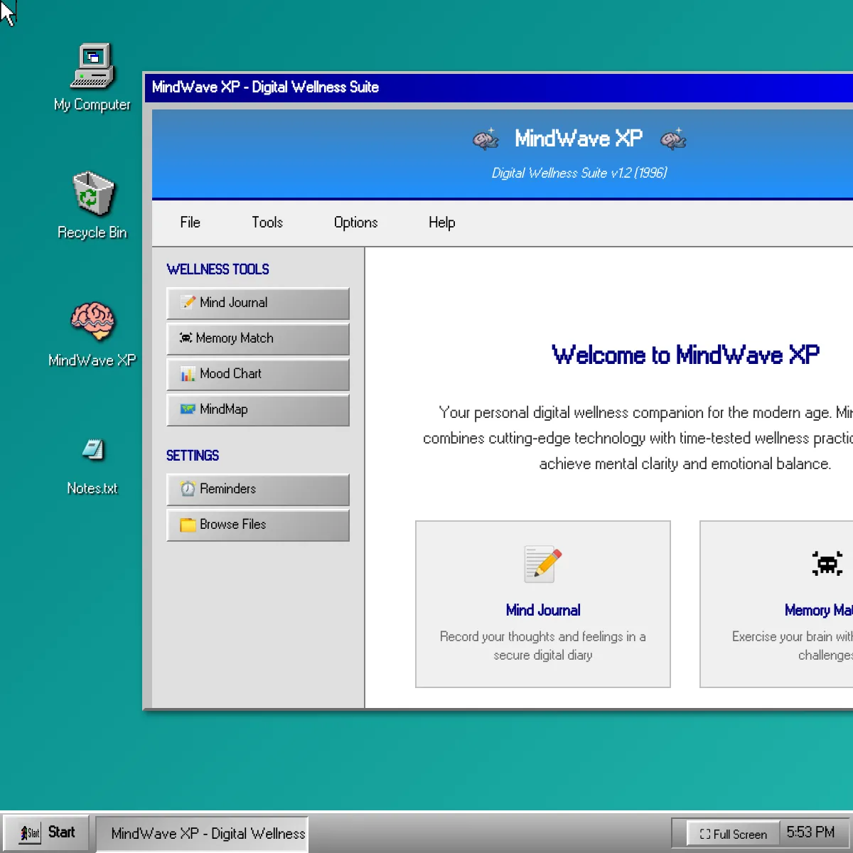 Windows 95 Desktop - MindWave XP