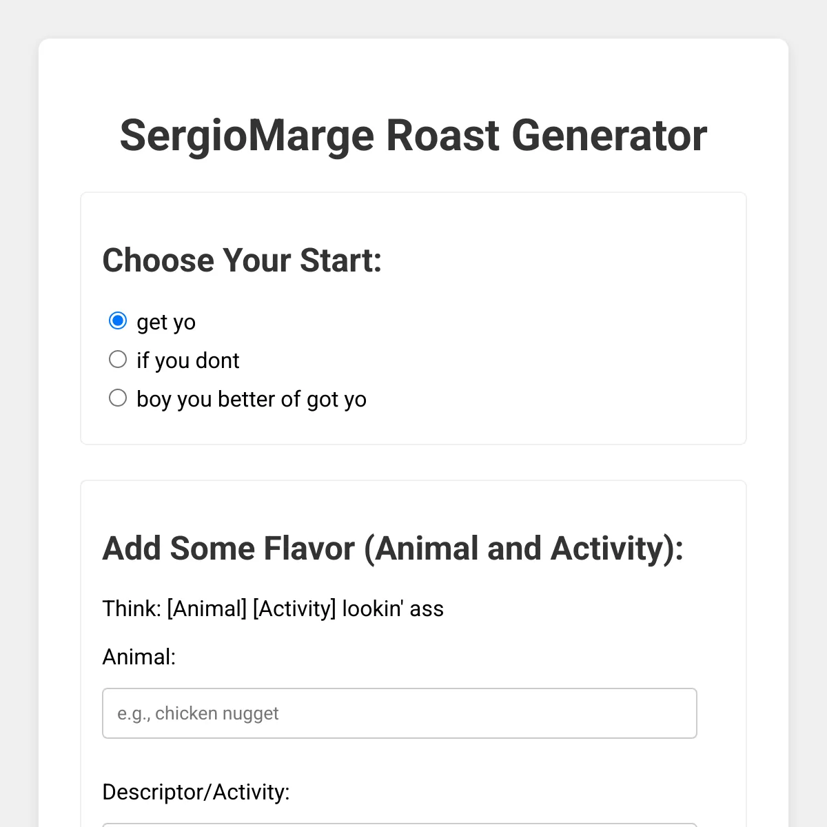 SergioMarge Roast Generator