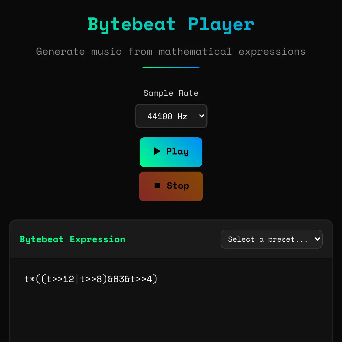 Bytebeat Player
