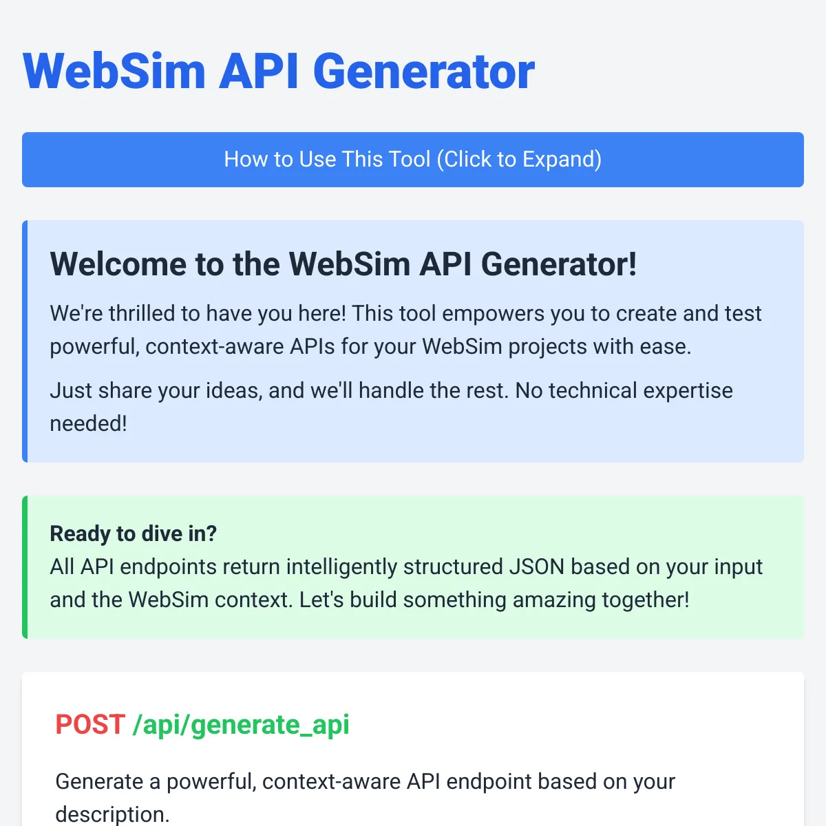WebSim API Generator