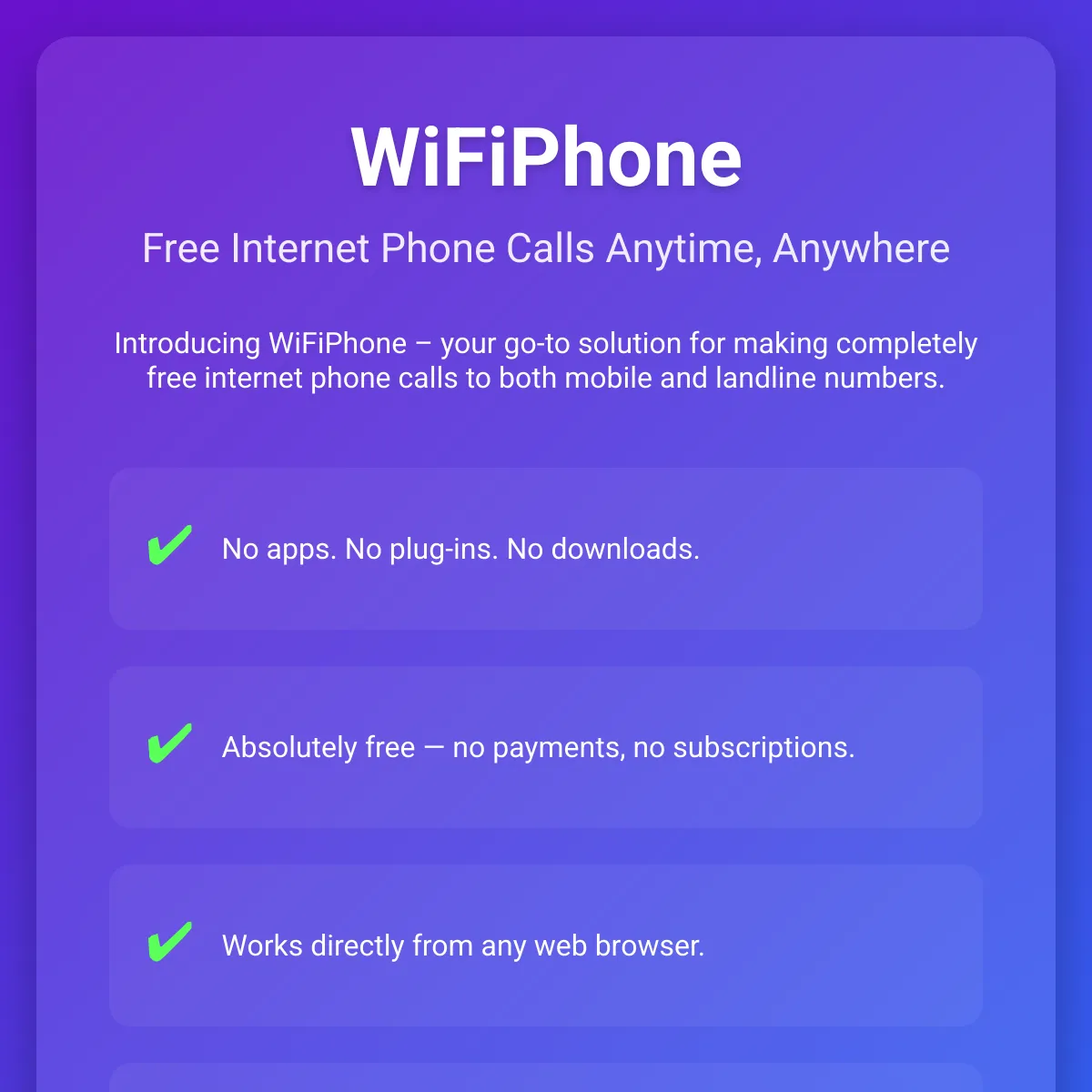 WiFiPhone - Free Internet Calls