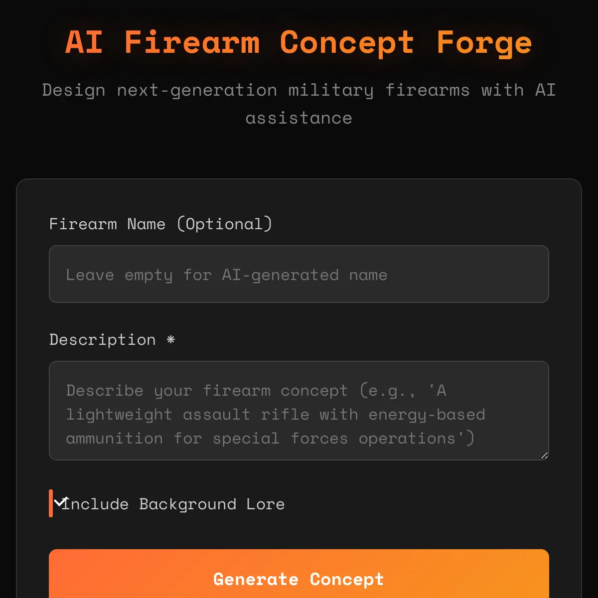 AI Firearm Concept Forge
