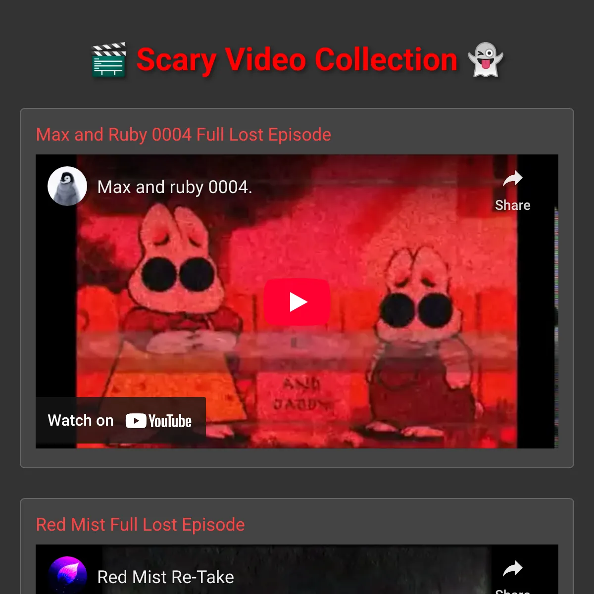 Scary video collection