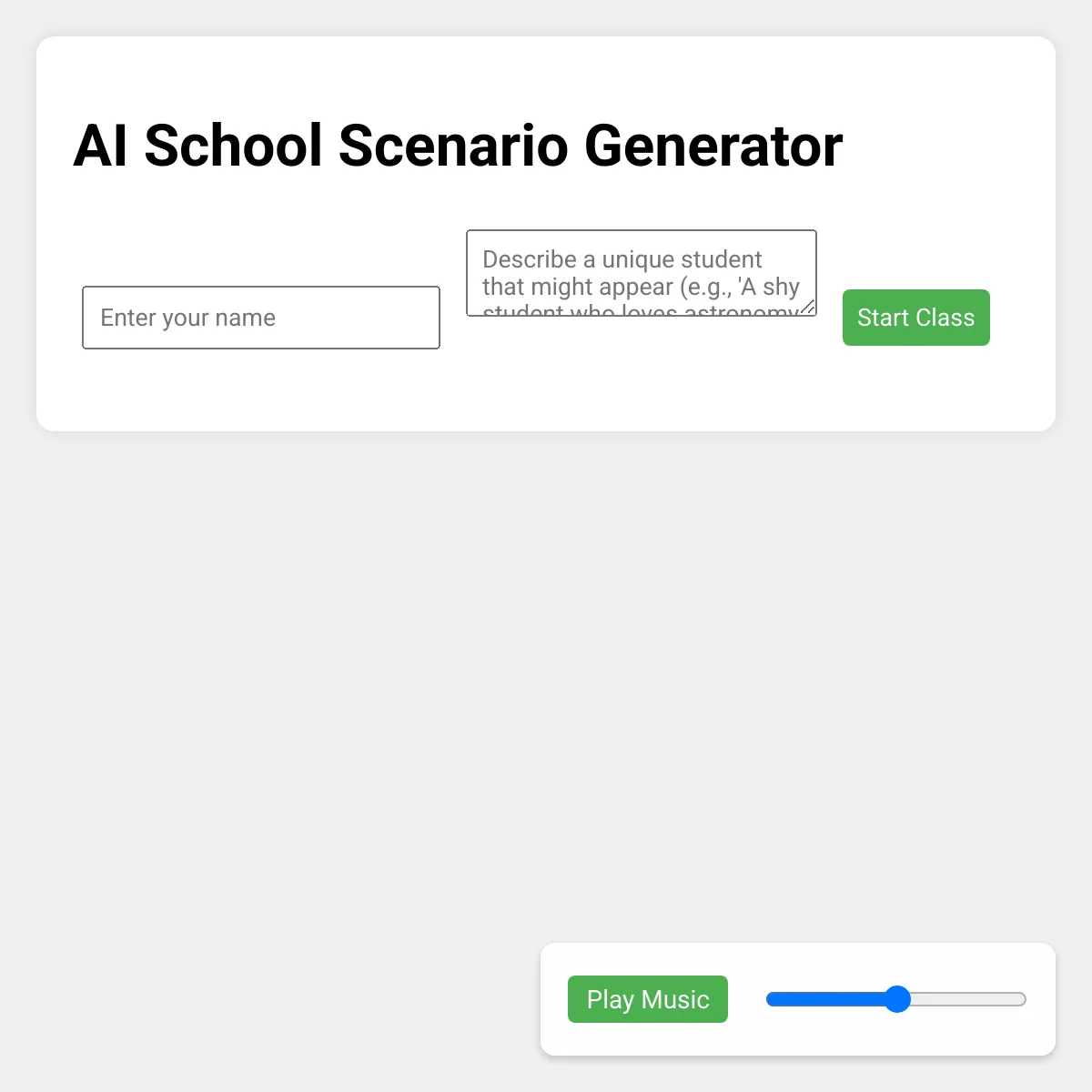 AI School Scenario Generator