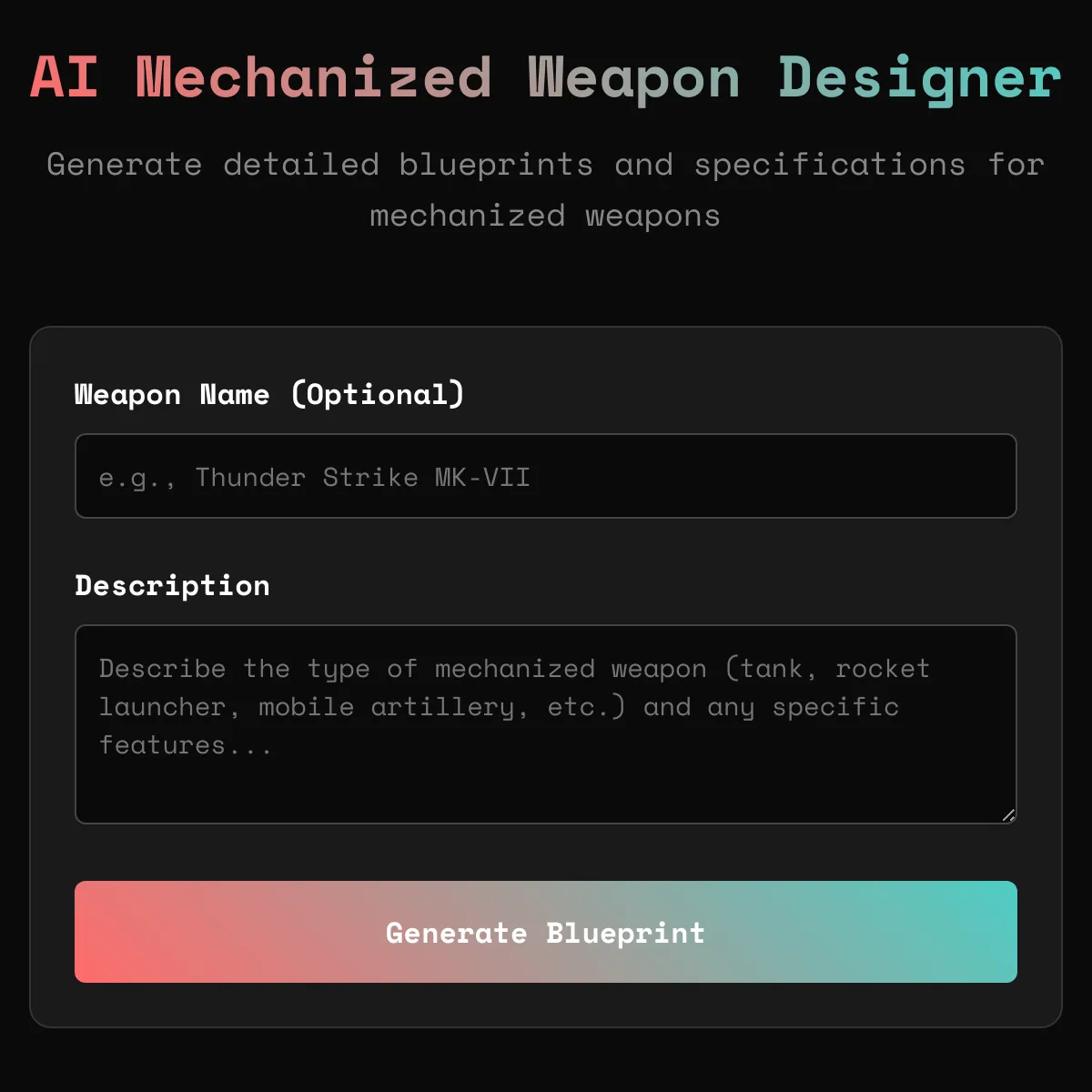 AI Mechanized Weapon Concept Forge
