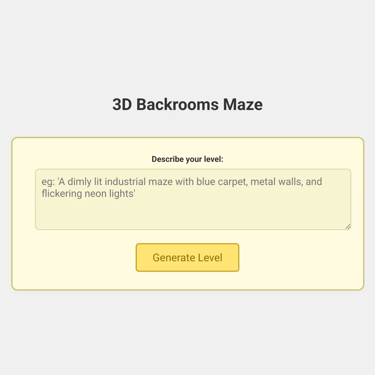 Playable Backrooms Generator