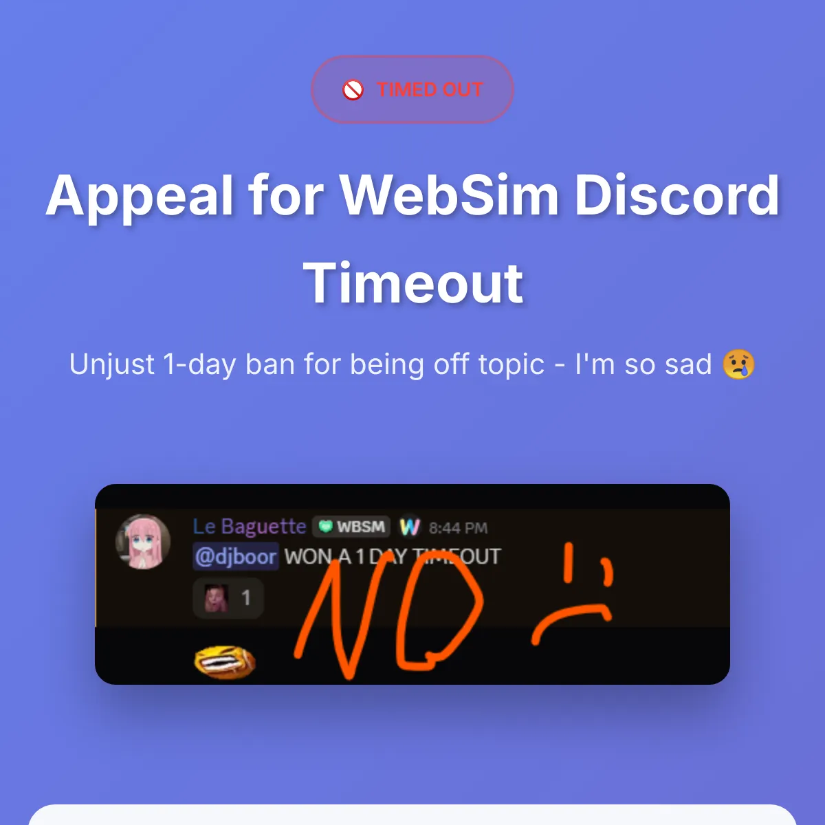 WebSim Discord Timeout Appeal
