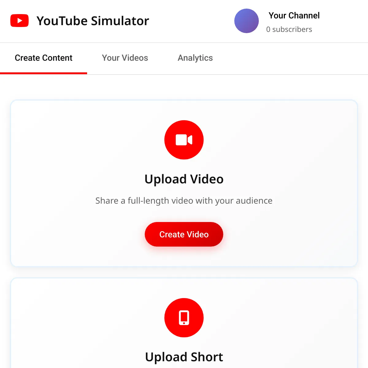 Youtube Simulator